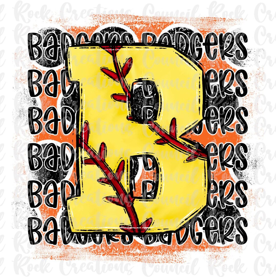 Badgers PNG Softball Doodle Letter Polka Dots Background - Etsy