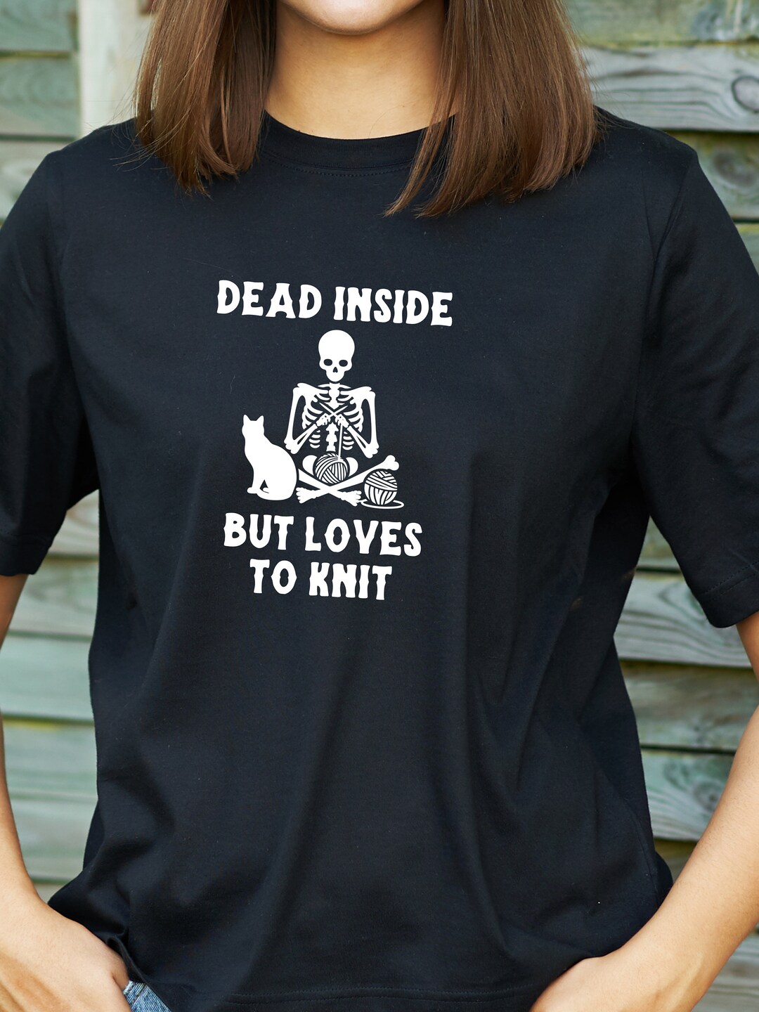 Halloween T Shirt Funny Knitting Gifts for Goths Yarn Themed Halloween ...