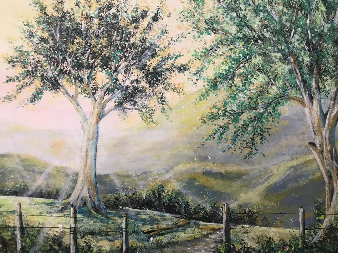 Landscape Trees Sunlight Original Painting “bathed in Light” by U.S ...
