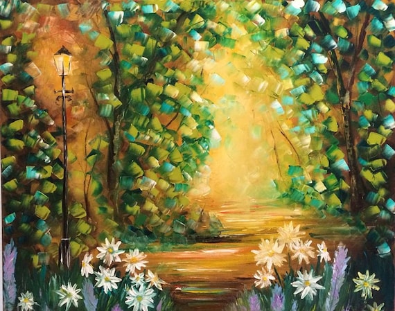 Spring in the Park Wall Art Abstract Oil Painting Modern Art | Etsy