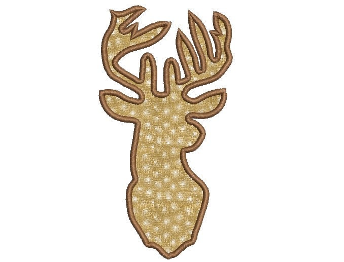 Deer Head Applique Design - Deer Embroidery Pattern - Reindeer ...