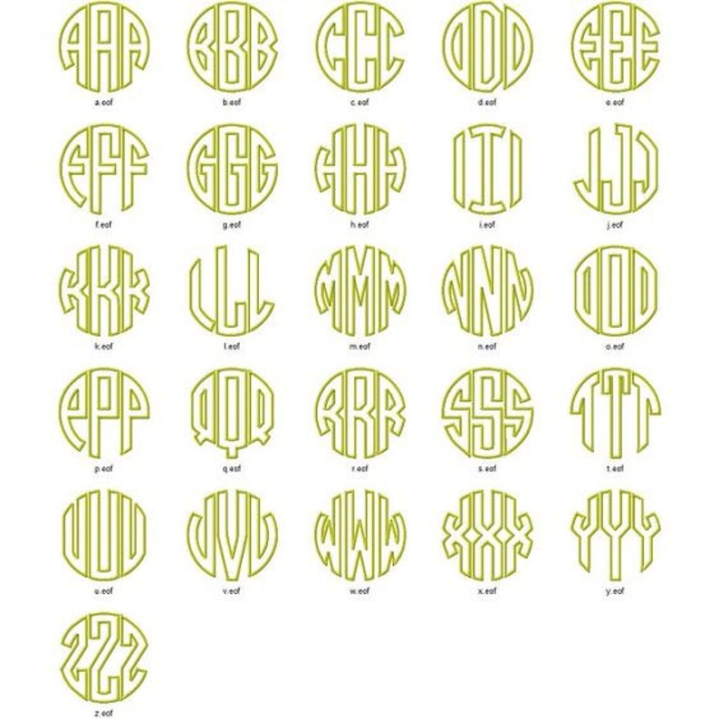 Monogram Fonts - Circle Applique Font - Embroidery Fonts - Machine ...