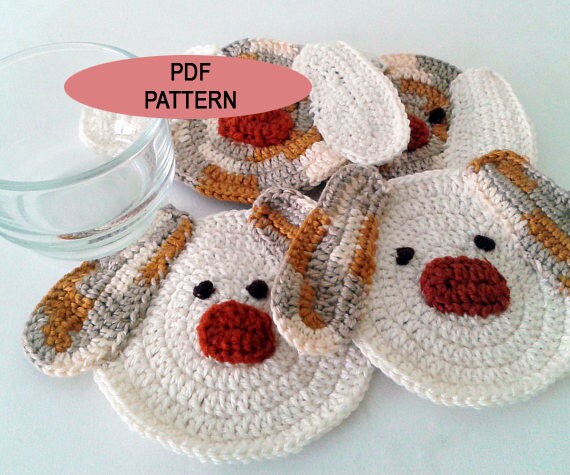 PDF Pattern Crochet Dog Coaster Coffee or Drink Crochet | Etsy