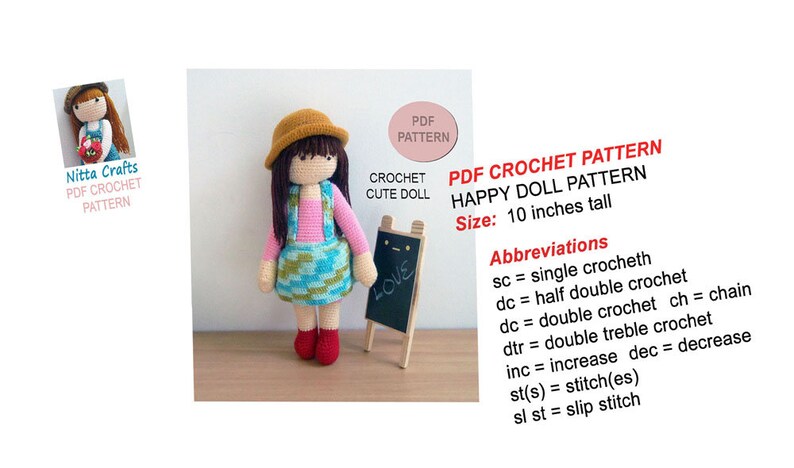 Crochet Cute Doll PDF Pattern Patterns&tutorials Diy Crochet - Etsy