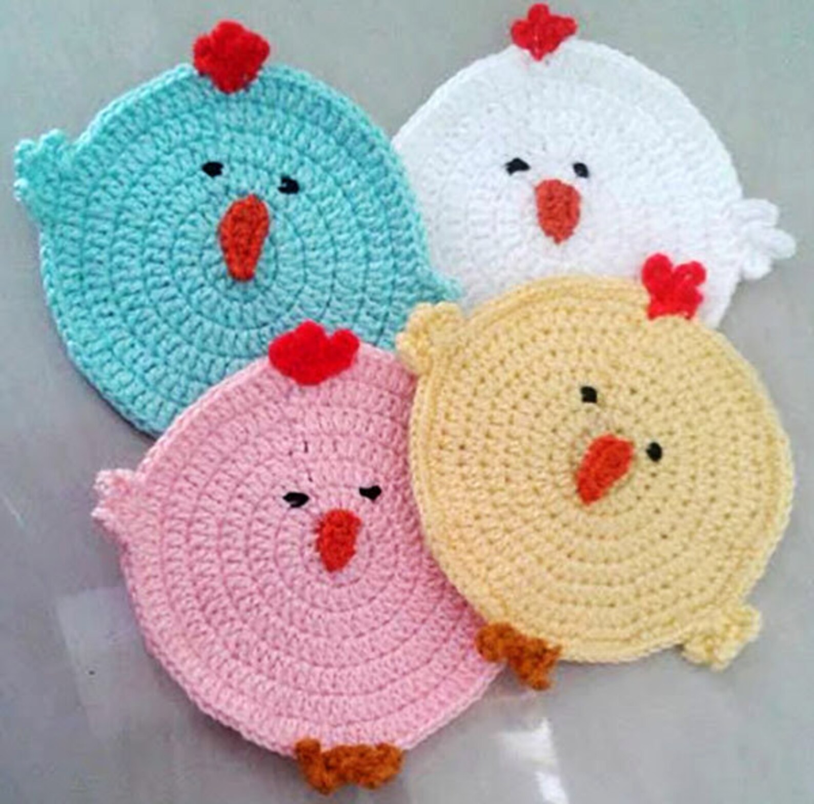 Crochet Chicken Coasters, PDF Pattern, Diy Crochet Coaster Pattern - Etsy