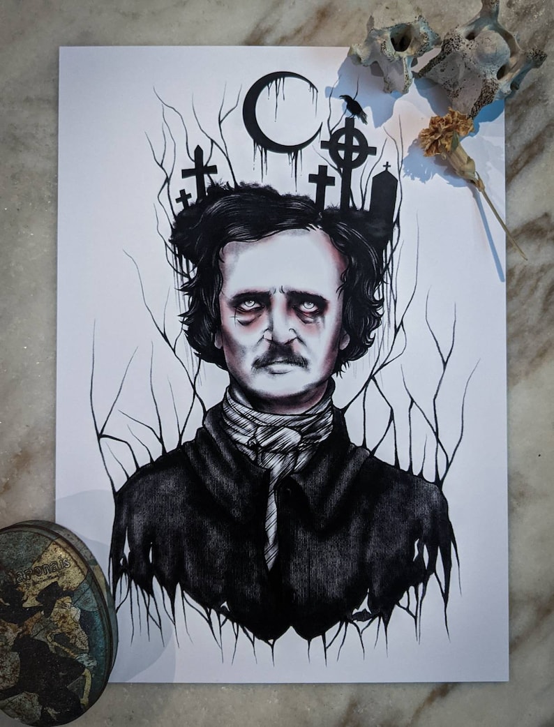 Edgar Allan Poe Gothic Dark Nevermore Fine Original Art Print - Etsy