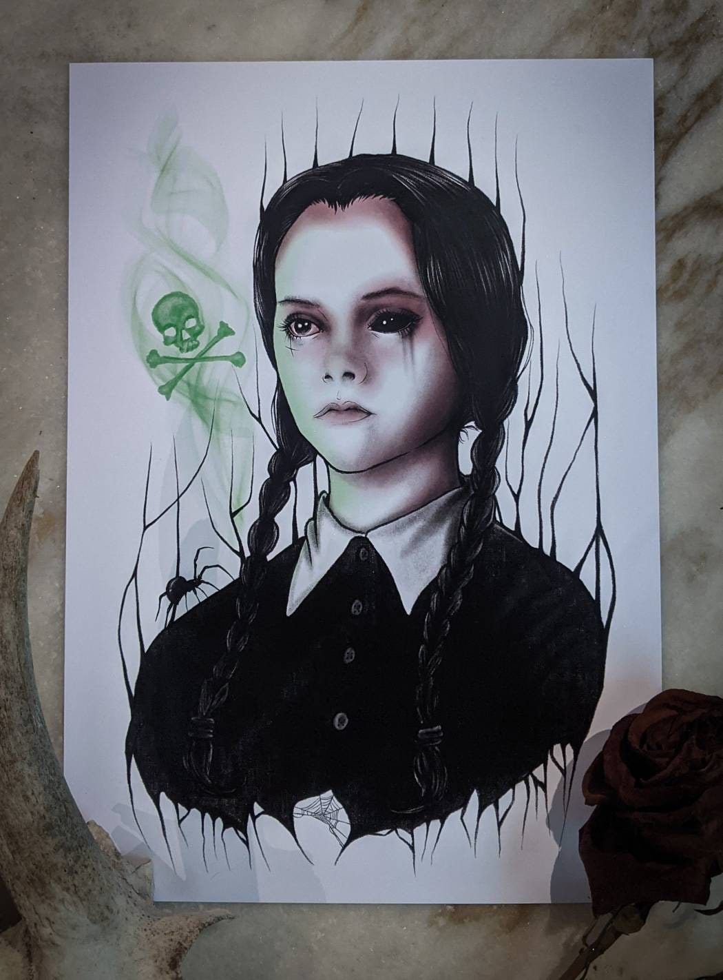 Wednesday Addams gothic A4 dark fine art print original | Etsy