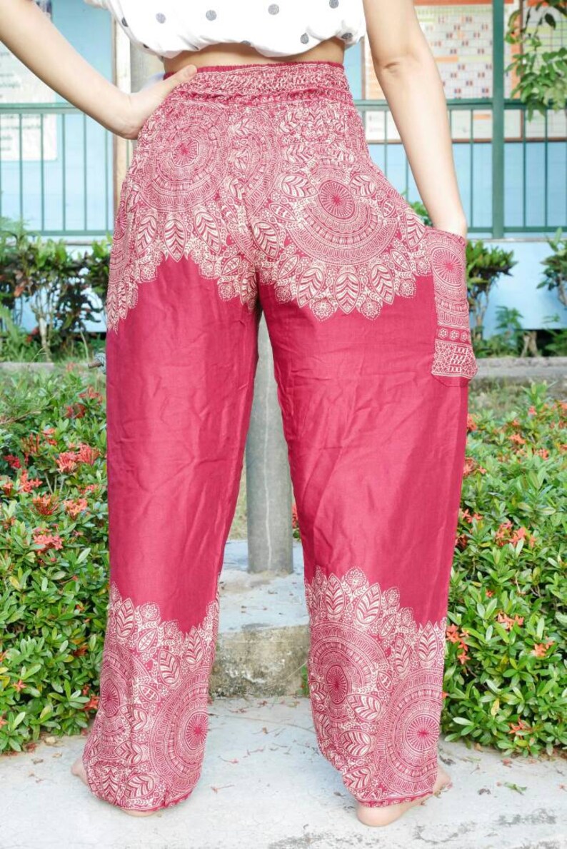 Red Pants / Yaga Clothing / Yaga Clothes / Flower Pants / - Etsy