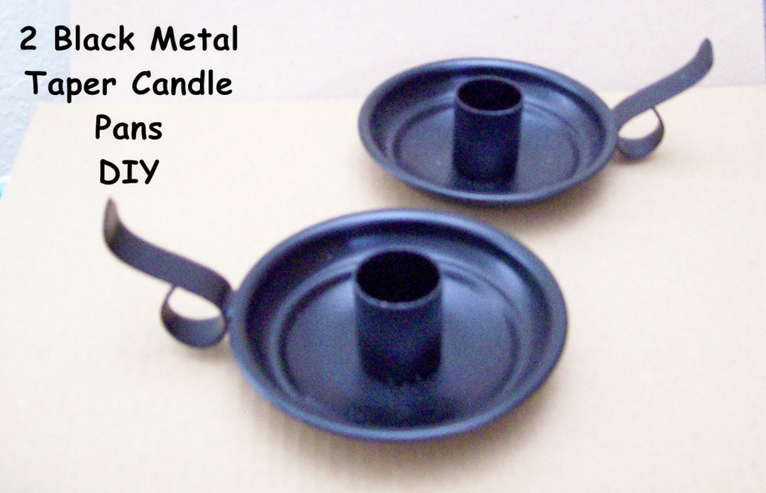 2 Taper Candle Holder Pans Black With Thumb Handle DIY Metal Craft ...