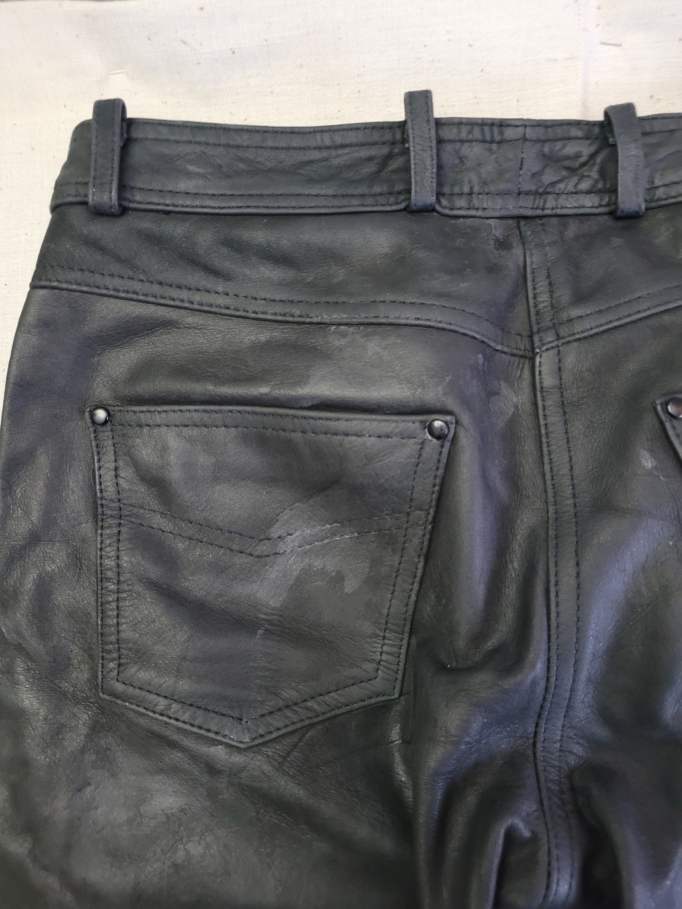 Vintage Black Leather Pants / Women Biker Moto Trousers Vintage Black Leather Pants / Women Biker Moto Trousers