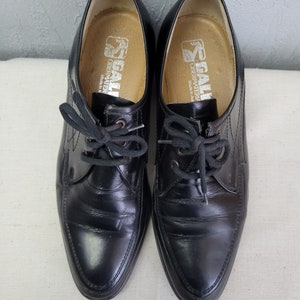 Vintage Black Leather Lace up Women Oxford Shoes 10US / Mens Size 8 1/2 ...