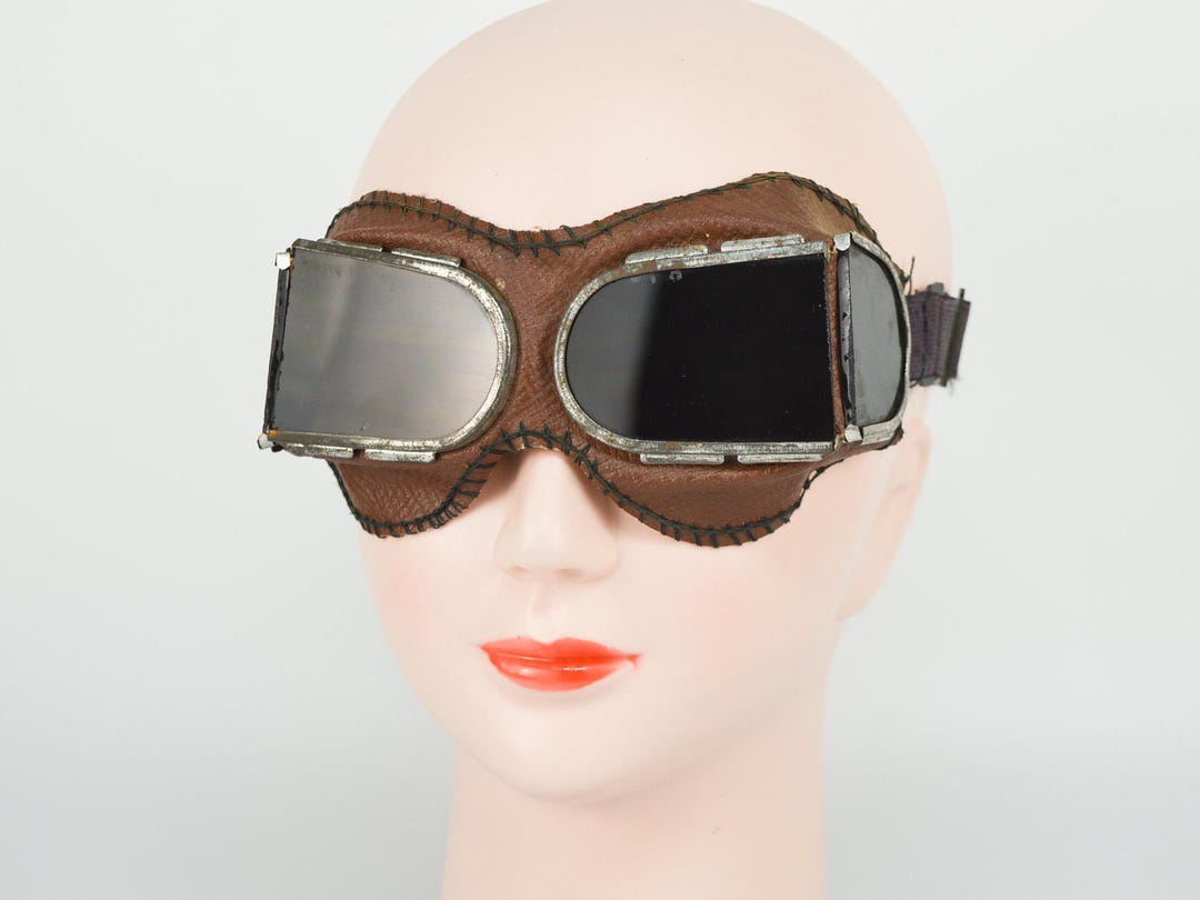 Vintage Goggles Soviet Welding Glasses in Brown | Green Lens UV Light ...