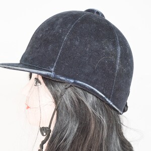 Vintage Velvet Riding Hat in Dark Blue Equestrian Head Guard Adult ...