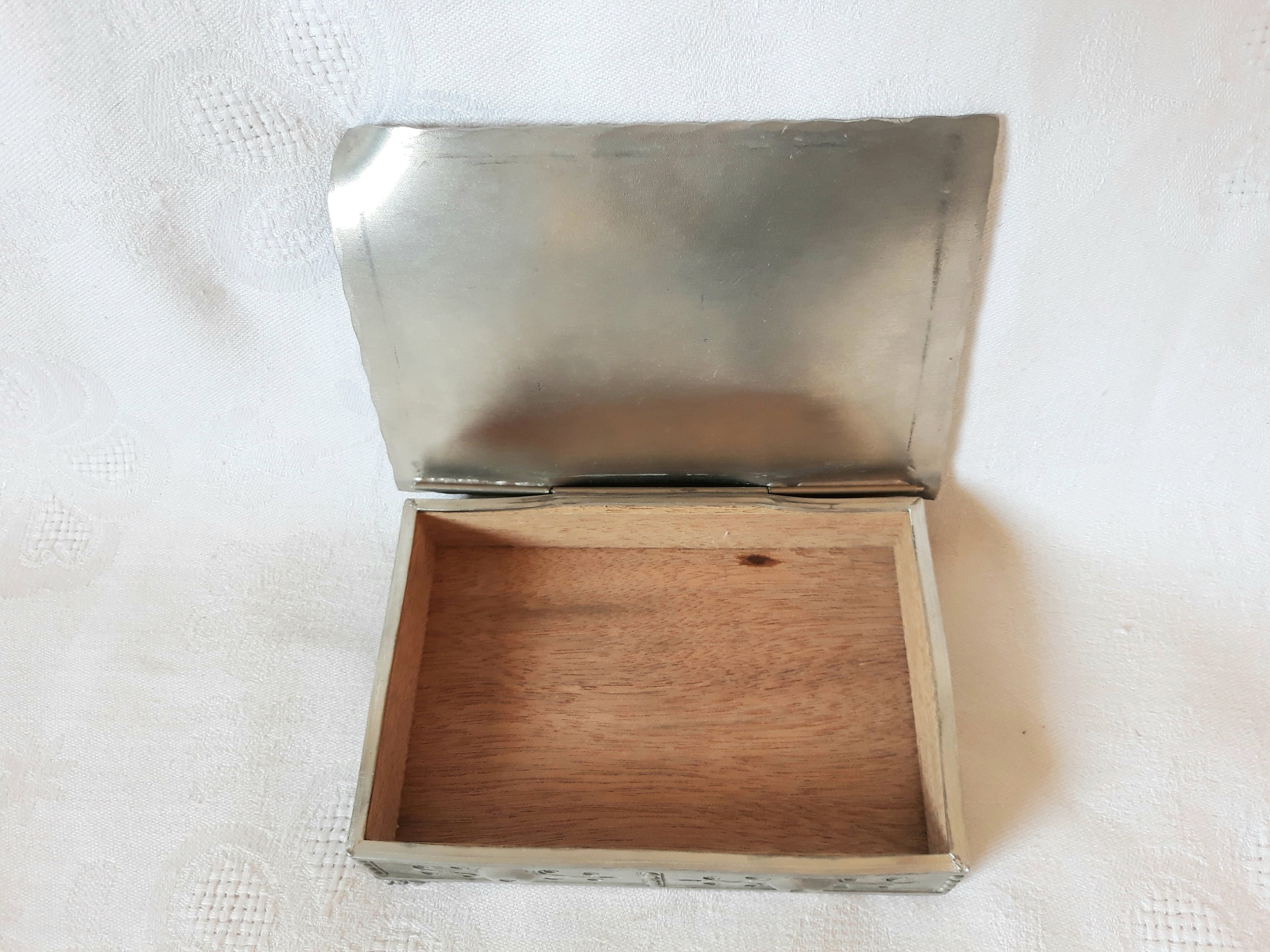 Vintage Ornamented Pewter Box / Lidded Storage / Norwegian Jewelries ...