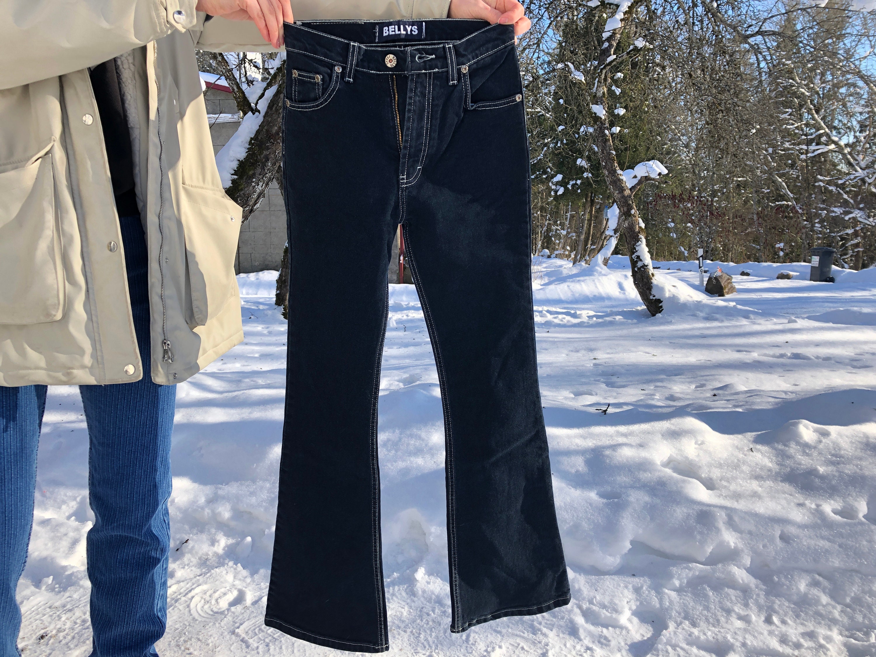 Vintage Dark Blue Bell Bottoms Jeans High Waisted Unused Denim | Etsy