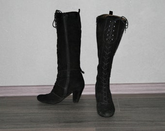 Tall Lace up Boots - Etsy