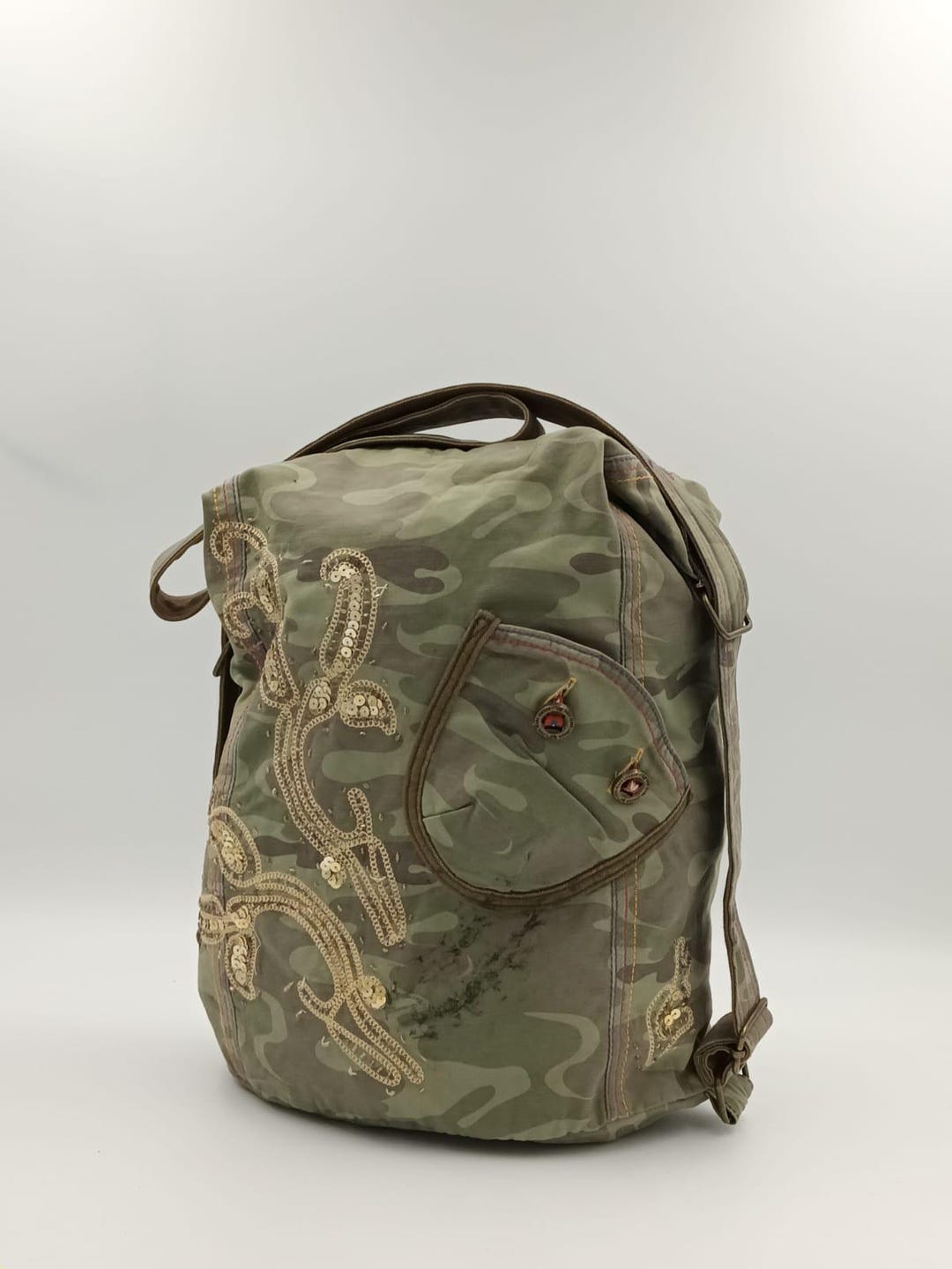 Vintage Canvas Shoulder Bag / Messenger Military Postbag / Vegan Tote ...