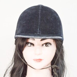 Vintage Velvet Riding Hat in Dark Blue Equestrian Head Guard Adult ...