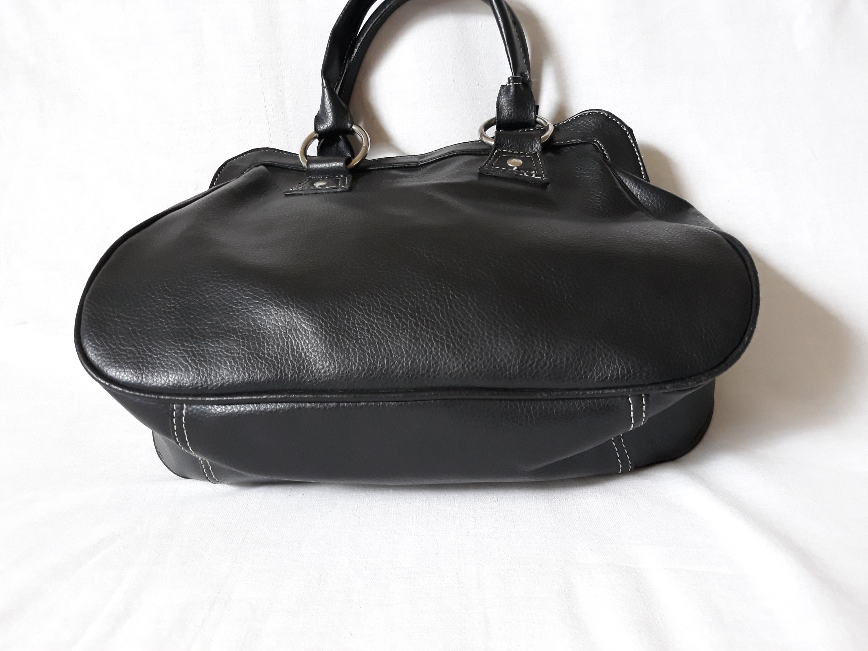 Vintage Black Vegan Leather Handbag 90s Bag Women Retro Style | Etsy