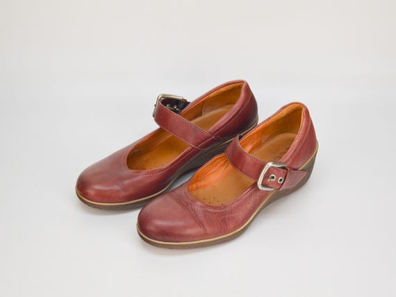 Vintage Leather Mary Janes in Burgundy Red for Women … - Gem