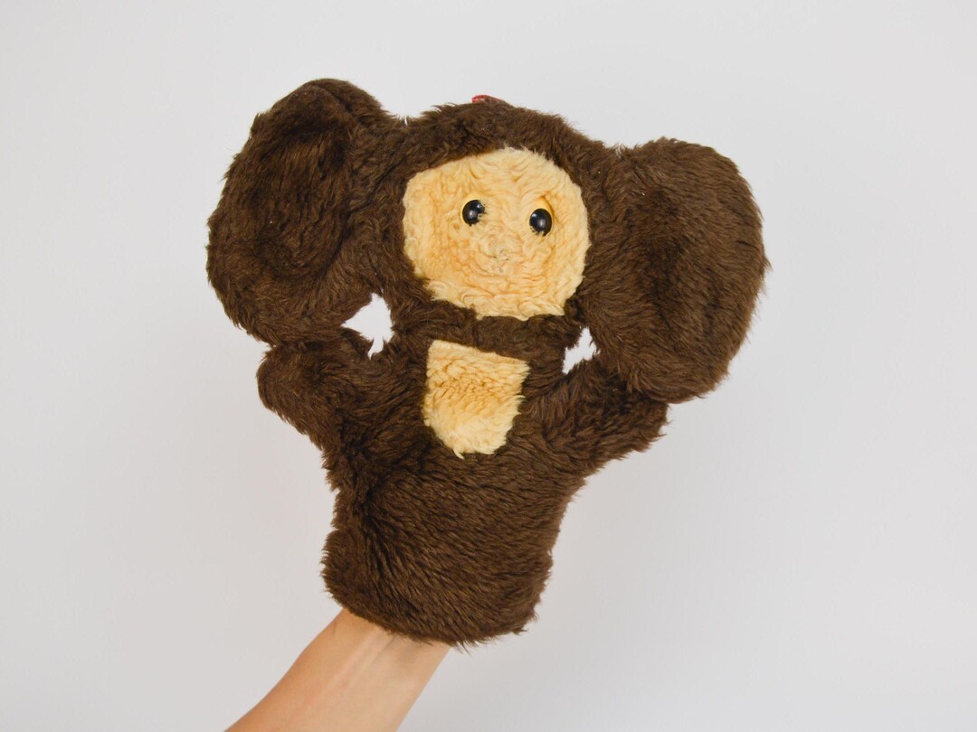 Vintage Hand Puppet Cheburashka in Brown | Soft Toy Bear Plush Animal ...