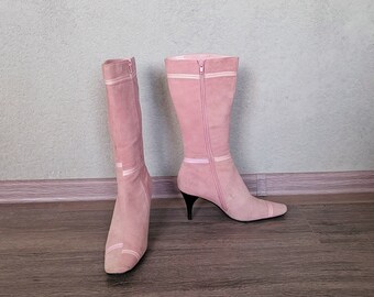 Pink Suede Boots - Etsy