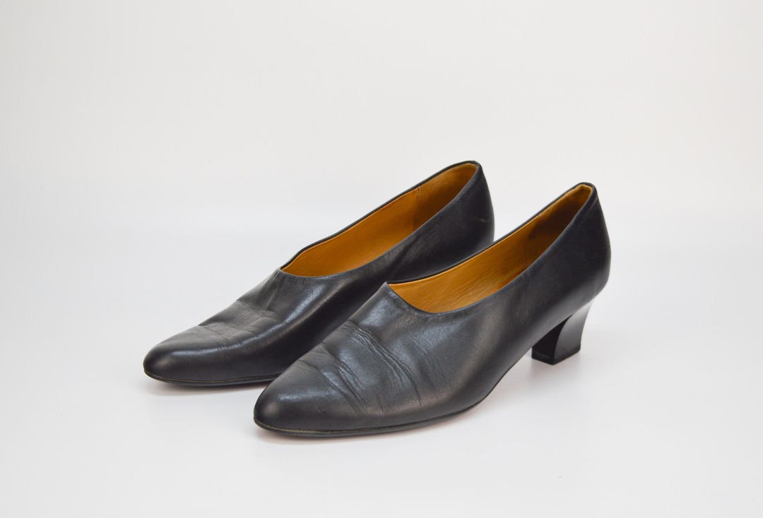 Vintage Leather Women Pumps in Black | Size 41EU 9.5US Loafers by ...