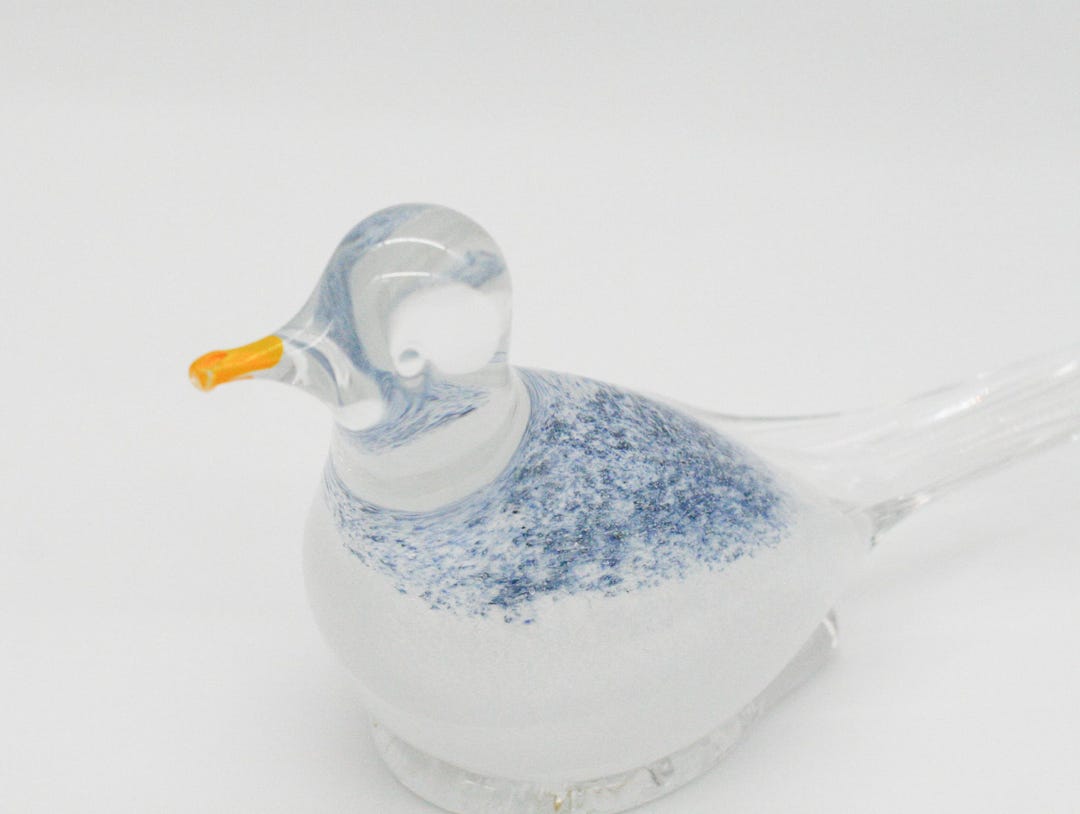 Lead Crystal Glass Bird Figurine Paperweight Blue Clear and Yellow ...