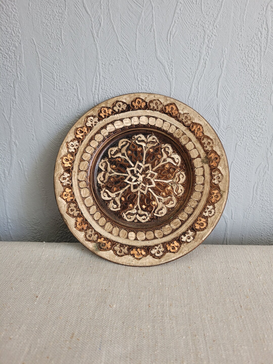 Vintage Greek Style Wall Plate / Decorative Ornamented Bronze Wall ...