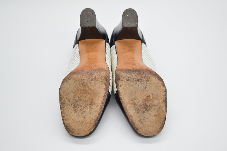 Vintage Leather Spectator Pumps: Black & White Wingtip Heels, EU 36 - Etsy