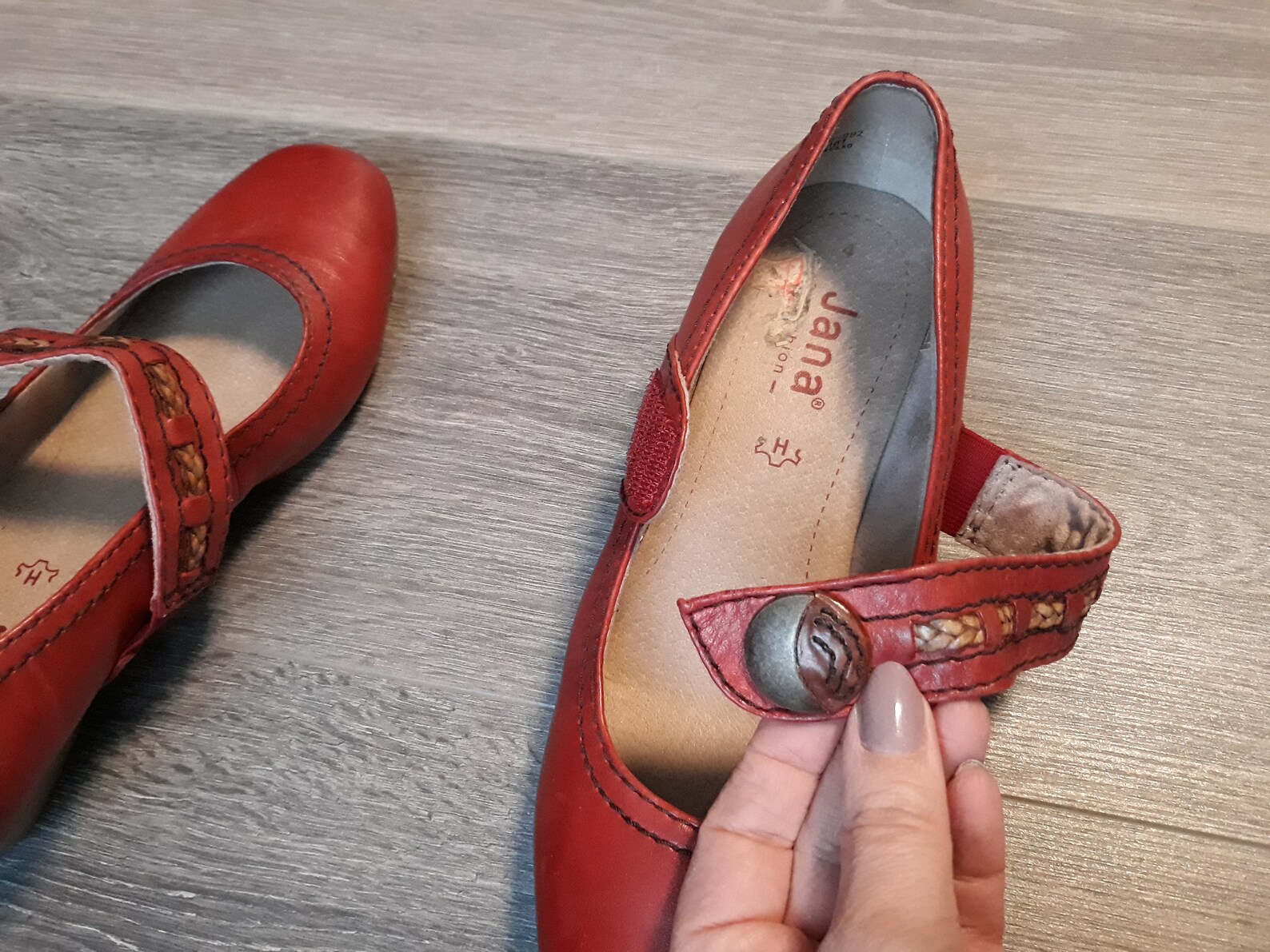 Vintage Women Red Leather Wedge Strap Shoes European German 4 - Etsy