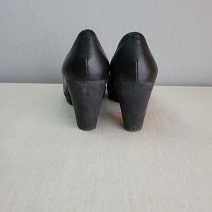 Vintage Leather Pumps in Black | Round Toe High Heels Platform Shoes ...