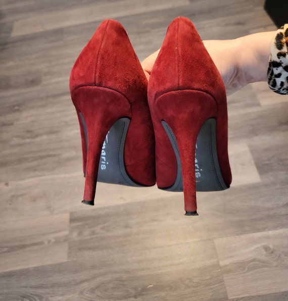 Vintage wine red suede leather women pumps stiletto h… - Gem