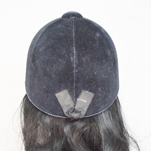 Vintage Velvet Riding Hat in Dark Blue Equestrian Head Guard Adult ...