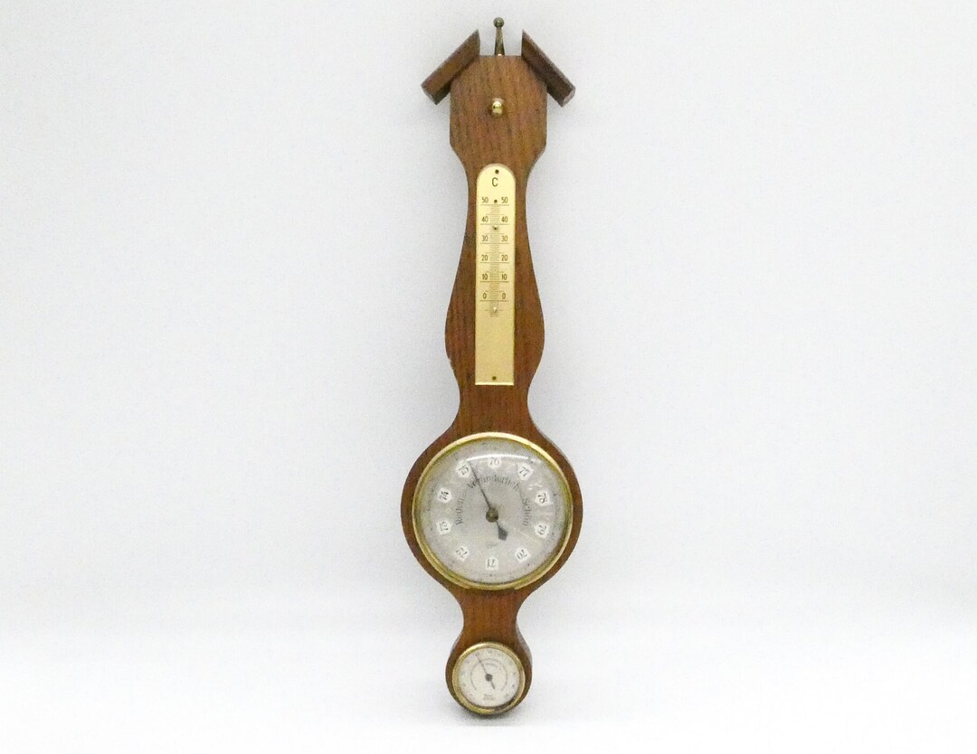 Vintage Wooden Weather Station Barometer Thermometer Hygrometer ...
