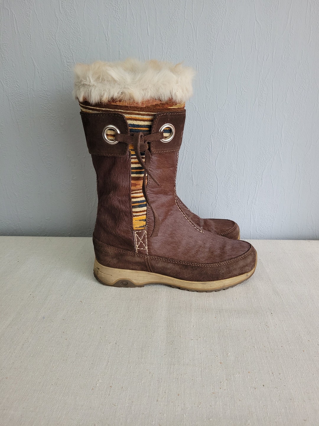 Tecnica Real Fur Winter Boots: Brown Leather Lappi Sami Style (EU36 US6 ...