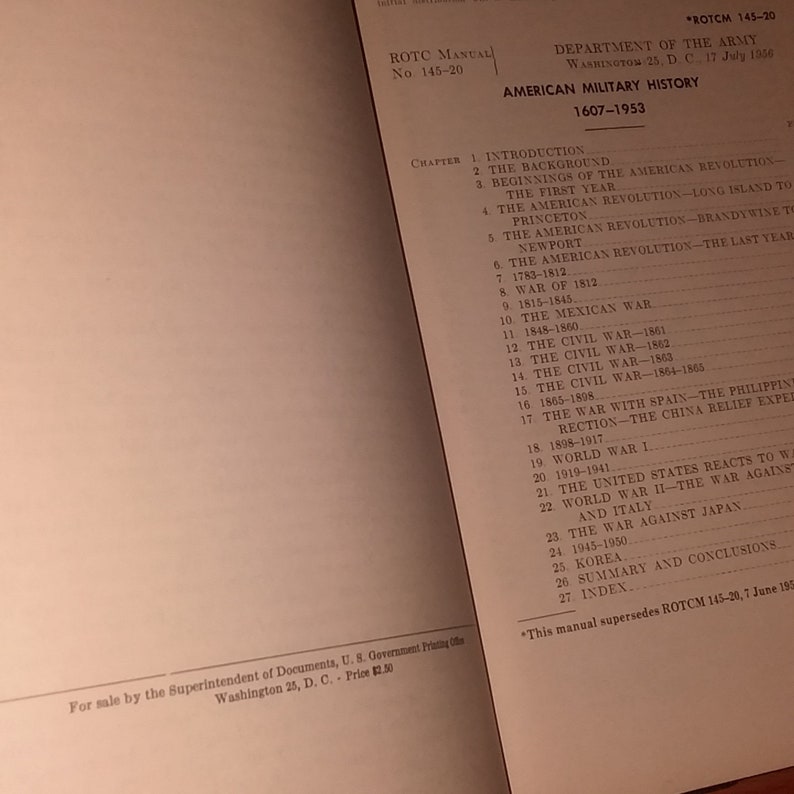 1956 American Military History 1607-1953 Department of the Army ROTC ...