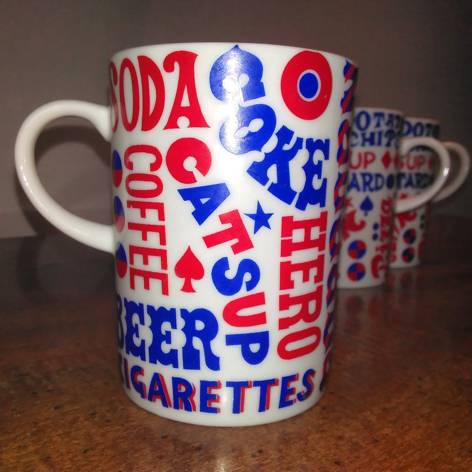 Vintage 1970s Party Time by JSC Coffee Mugs Set of Six - Etsy