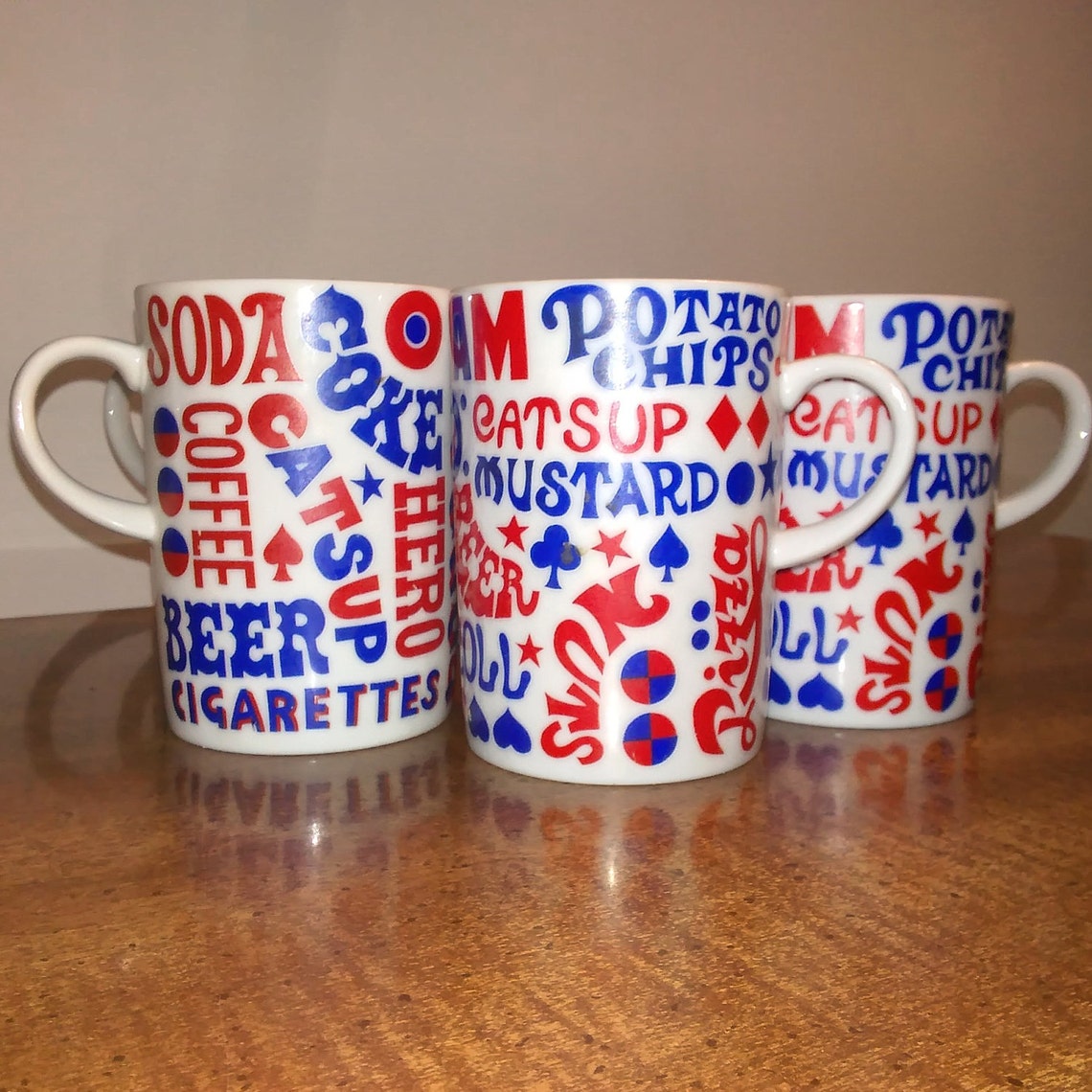 Vintage 1970s Party Time by JSC Coffee Mugs Set of Six - Etsy
