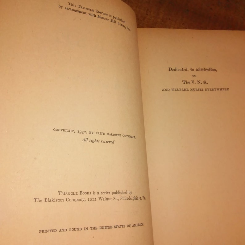 1932 Faith Baldwin District Nurse Vintage Book - Etsy