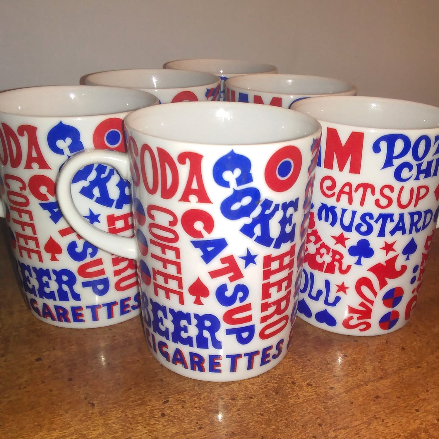 Vintage 1970s Party Time by JSC Coffee Mugs Set of Six - Etsy
