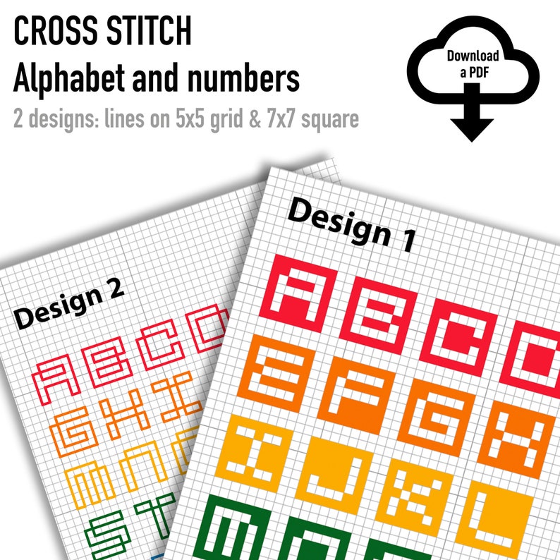 2 Alphabet and Numbers Patterns for Cross-stitch A to Z and 0 to 9 - Etsy