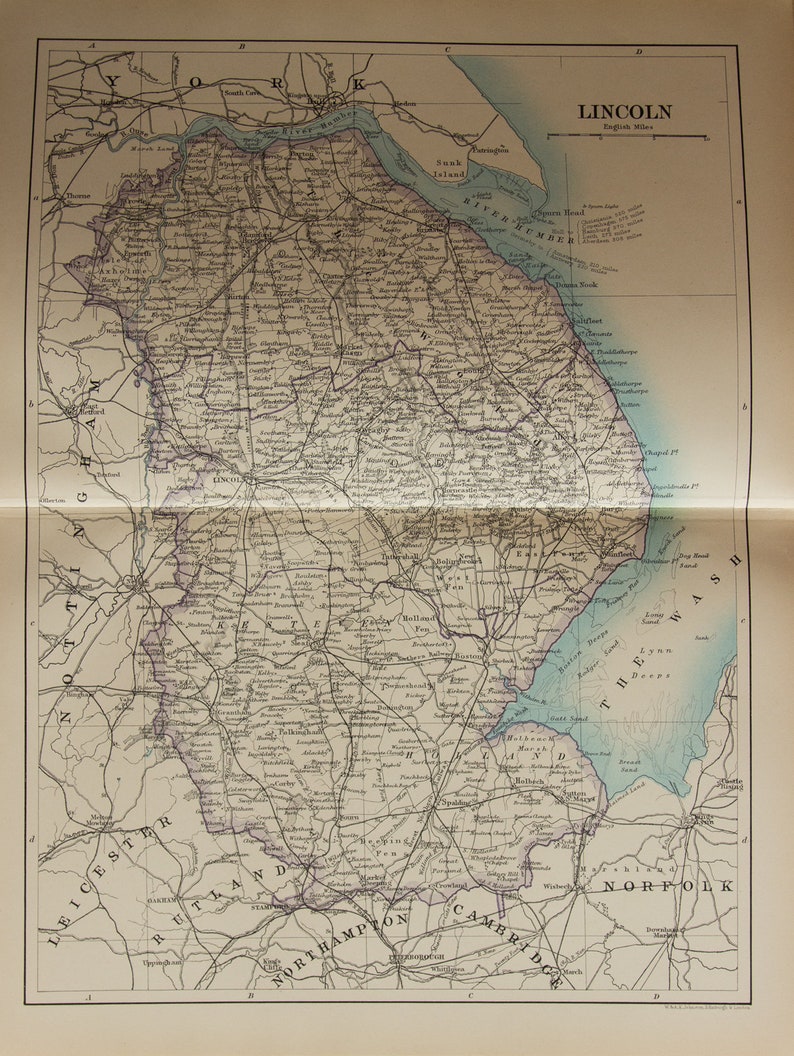 Antique, Original Lithograph Map of Lincoln / Lincolnshire. Printed in ...