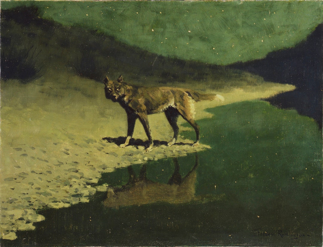 Vintage Wolf Painting, Rustic Wolf Art, Antique Western Art, Wall Art ...