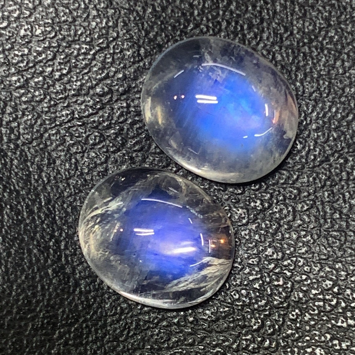 Unique 6A Quality Blue Fire Rainbow Moonstone, 2 Pieces Smooth Polish ...
