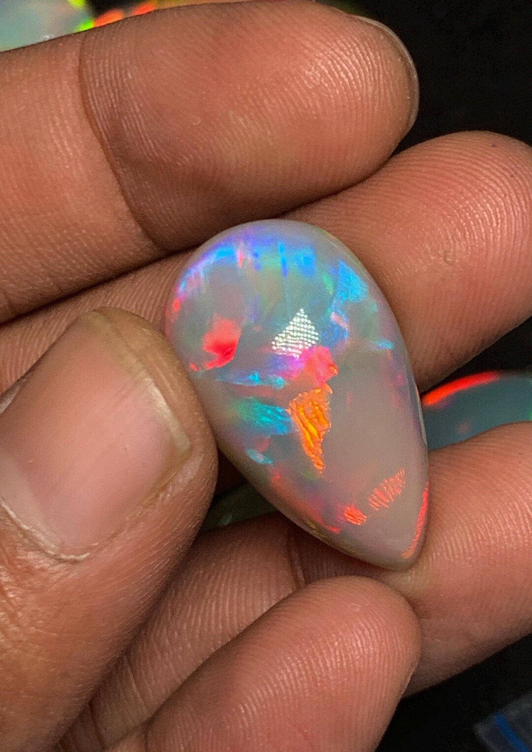 Ethiopian Opal: Pear Shape Flash Fire Gemstone (15x26 Mm) - Etsy