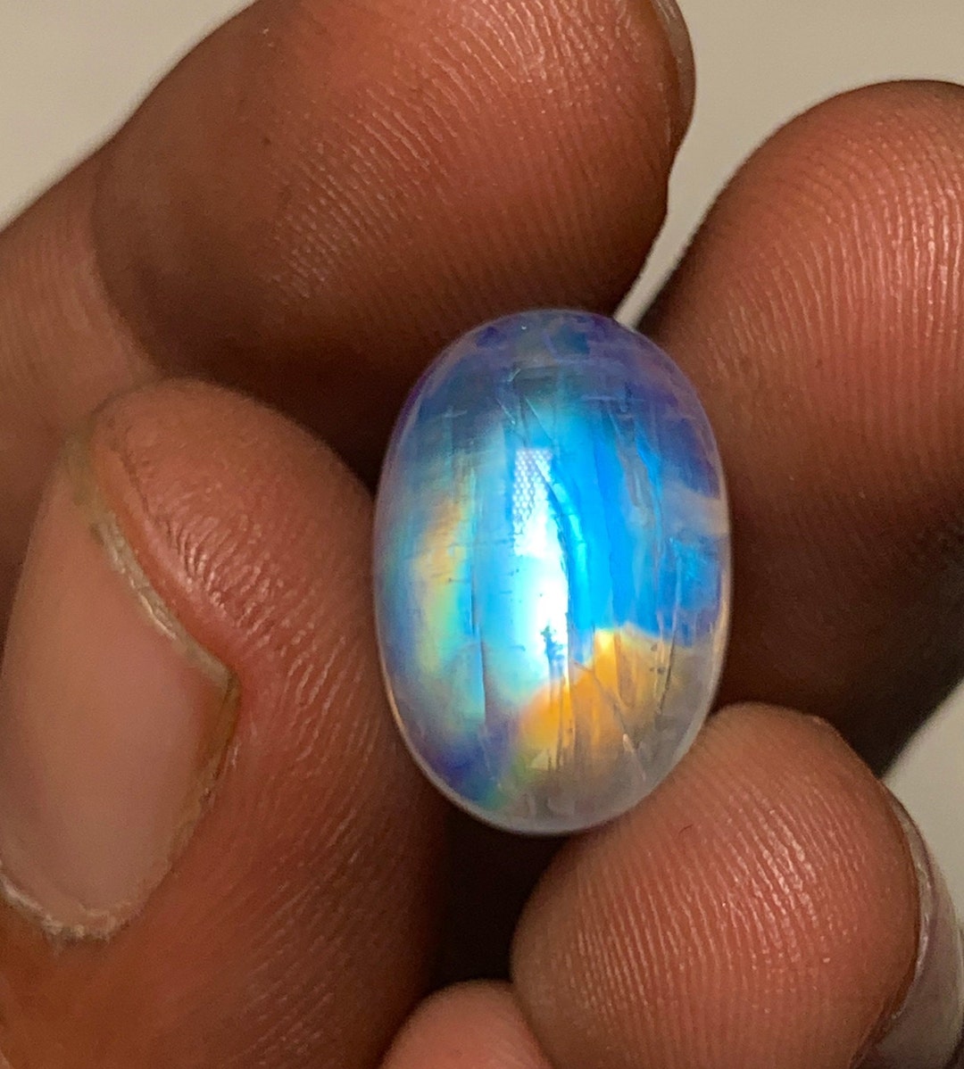100% Natural Multi Fire Rainbow Moonstone, Handmade Cabochon Oval Shape ...