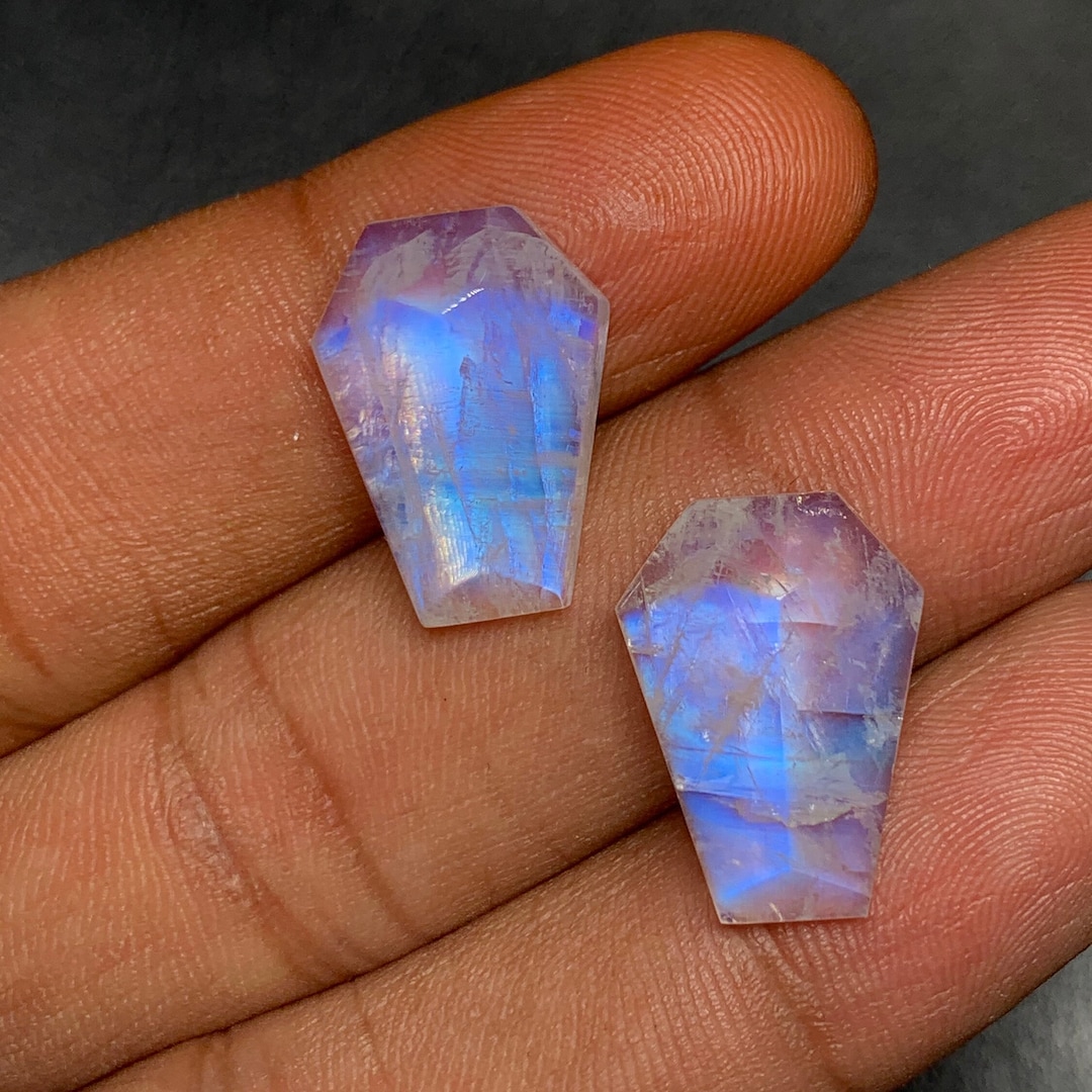 6A Quality Superb Blue Sheen Rainbow Moonstone Sugar Loaf, Coffin Shape ...