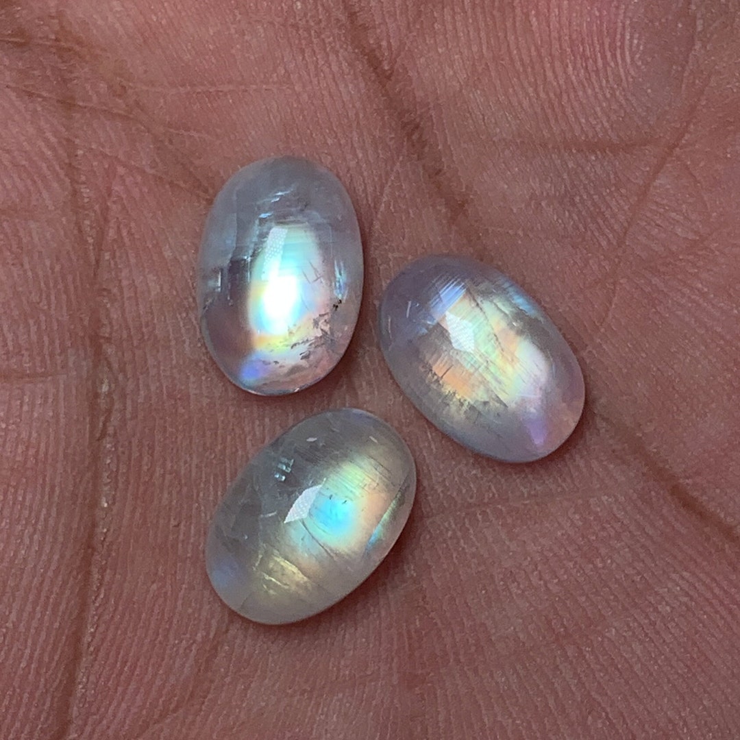 Fabulous Multi Fire Rainbow Moonstone, 3 Pieces Smooth Polish Loose ...