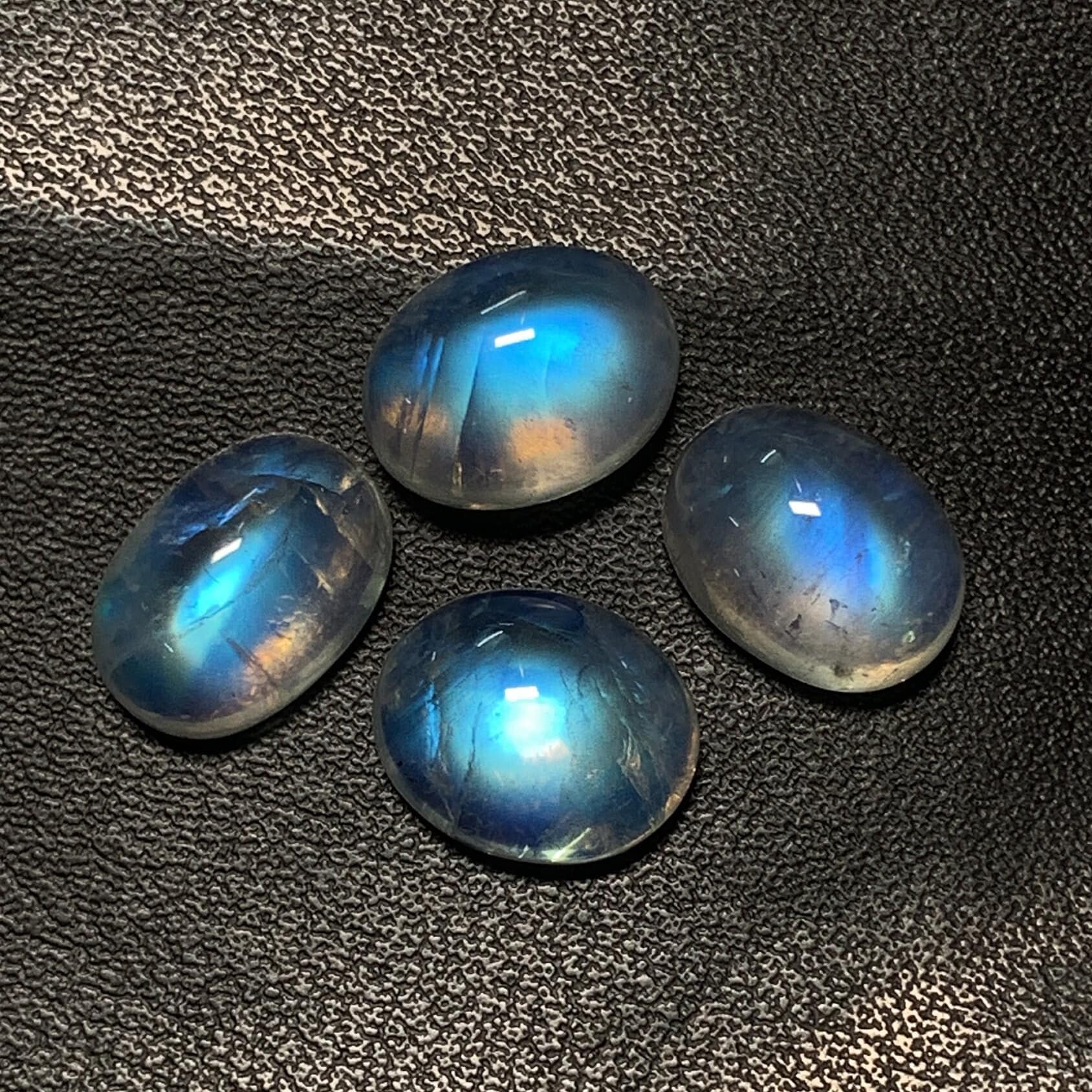Very High 6A Quality Natural Blue Fire Rainbow Moonstone, 4 Pieces Oval ...